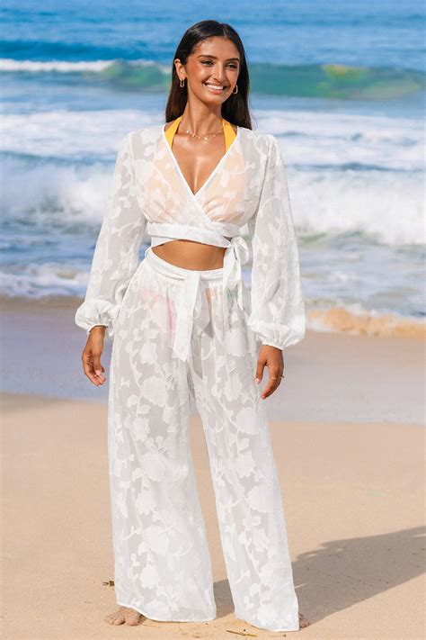 White Wide Leg Beach Bottoms