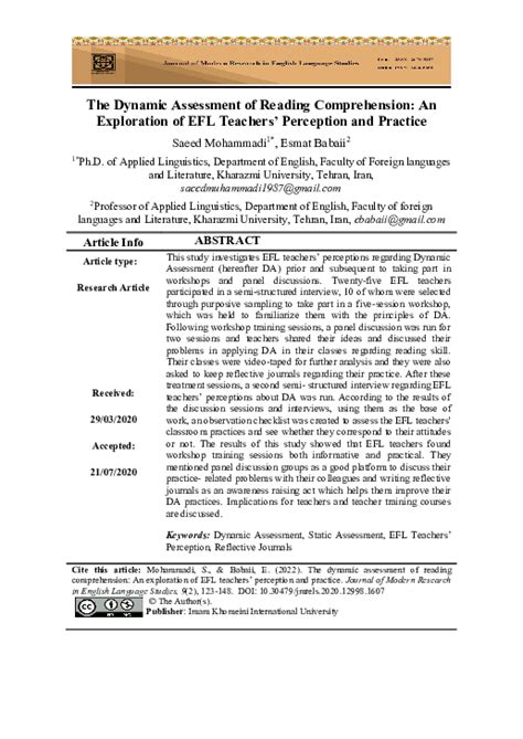 pdf the dynamic assessment of reading comprehension an exploration