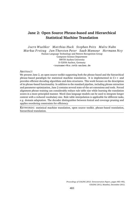 Pdf Jane 2 Open Source Phrase Based And Hierarchical Statistical Machine Translation