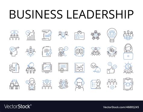 Business Leadership Line Icons Collection Team Vector Image