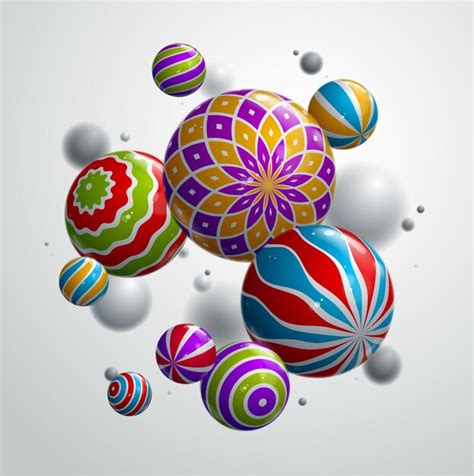 현실적인 반이는 구 터 일러스트레이션 모양과 필드 깊이 효과의 아름다운 공을 가진 추상적인 배경 3d 글로브 디자인 콘셉트 아트 프리미엄 벡터