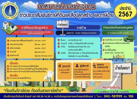 ข่าวประชาสัมพันธ์ภาษีที่ดินและสิ่งปลูกสร้าง และภาษีป้าย 2567 เทศบาล