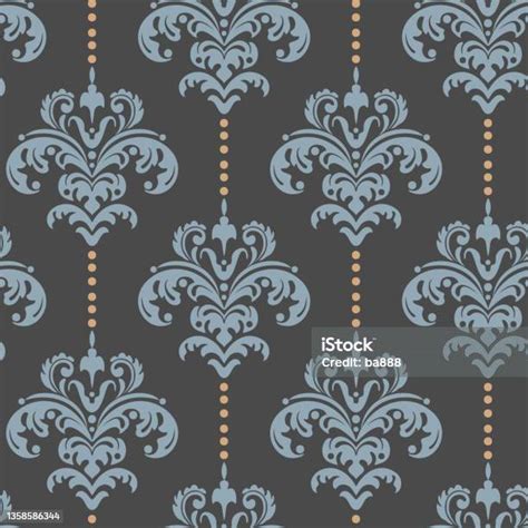 빈티지 스타일의 갈색 배경에 장식 꽃 요소와 배경 패턴 원활한 직물 질감 벽지 플랫 디자인 벡터 일러스트레이션 0명에 대한 스톡 벡터 아트 및 기타 이미지 Istock