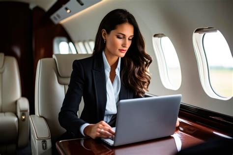 Premium Photo Executive Woman Working On Her Private Plane