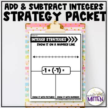 Adding And Subtracting Integers Strategies Packet TpT