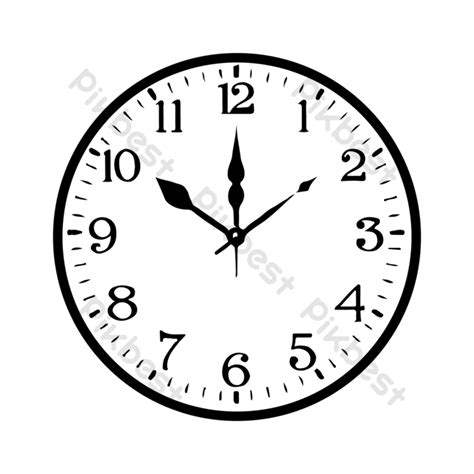 Simplistic Black Clock Silhouette Vector On White Background Png Images