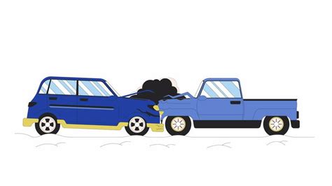 Head On Collision Automobiles Line Cartoon Animation Crash Bumper