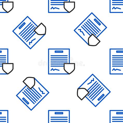 Line Contract With Shield Icon Isolated Seamless Pattern On White Background Insurance Concept