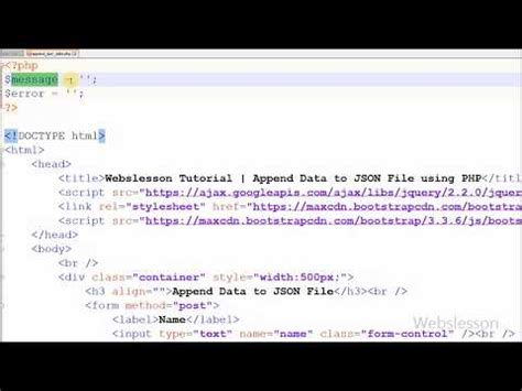 Append Data To JSON File Using PHP Webslesson