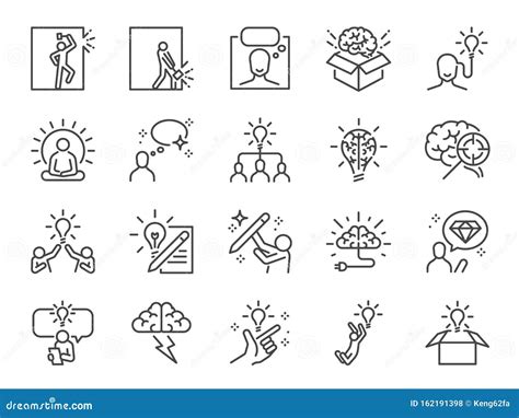 Idea Line Icon Set Included Icons As Thinking Creative Ideation