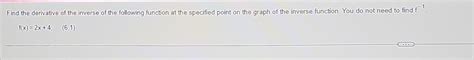 Solved Find The Derivative Of The Inverse Of The Following Chegg Com