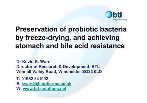 Preservation Of Probiotic Bacteria By Freeze Drying And Achieving Stomach And Bile Acid