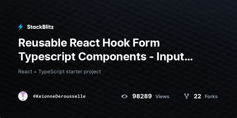 Reusable React Hook Form Typescript Components Input Component