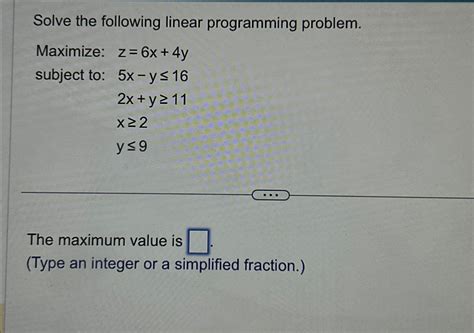 Solved Solve the following linear programming problem. | Chegg.com