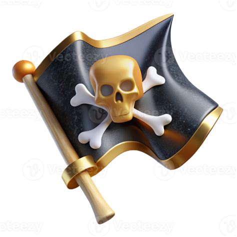 Elegant Modern Pirate Flag Skull And Crossbones Isolated Cutout For