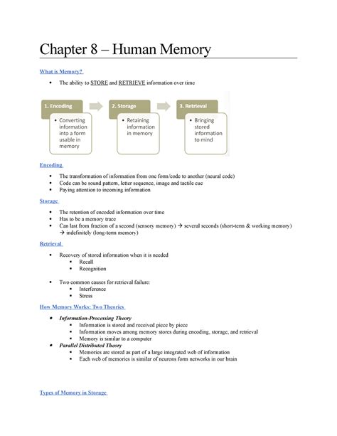 chapter 8 human memory chapter 8 human memory what is memory the ability to store and
