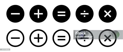 Ilustración De Signo Más Menos Multiplicar Igual Y Dividir Icono De