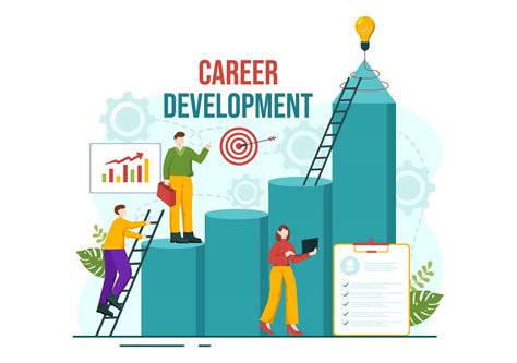 Career Development Vector Illustration With Ladder To Success And