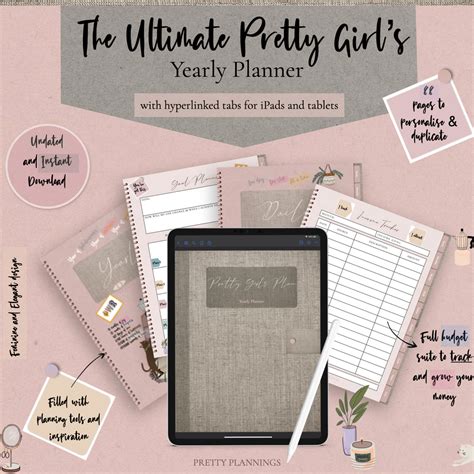 The Pretty Girls Ultimate Life Yearly Planner Digital Planner