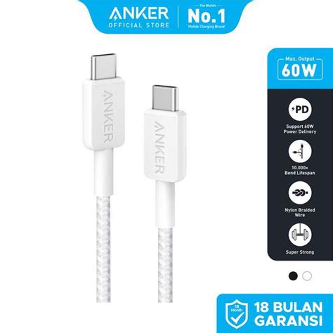 Promo Kabel Charger Anker Usb C To Usb C Cable Ft Braided A F Putih Diskon Di