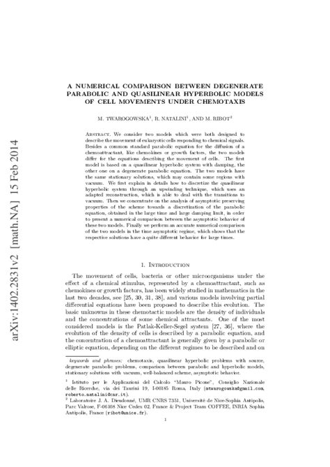 Pdf A Numerical Comparison Between Degenerate Parabolic And Quasilinear Hyperbolic Models Of