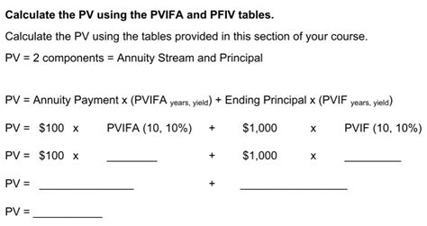 solved calculate the pv using the pvifa and pfiv tables
