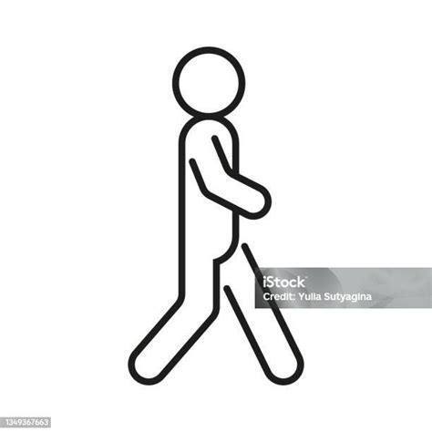그림 사람 산책 아이콘 보행자 측면 기호 벡터 사람 라인 실루엣 인간 0명에 대한 스톡 벡터 아트 및 기타 이미지 0명