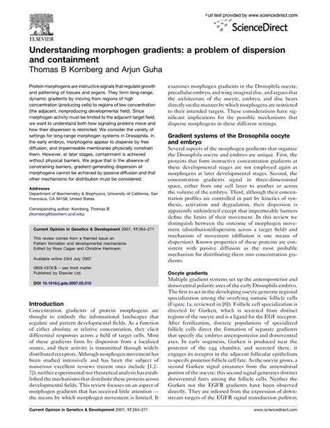Understanding Morphogen Gradients A Problem Of Dispersion And