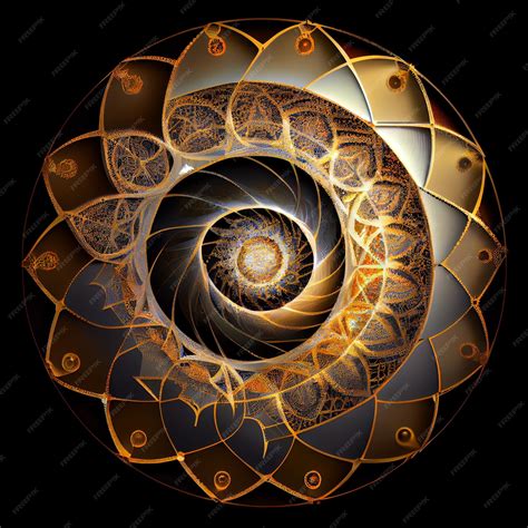 premium ai image golden fractal fibonacci mandala