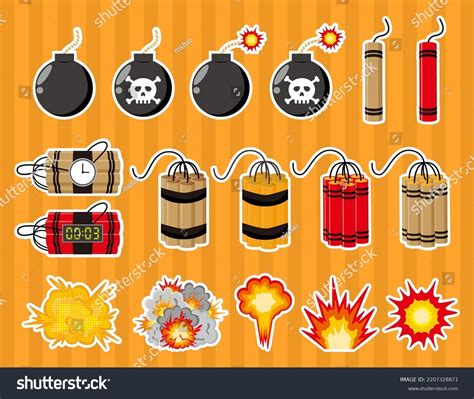 Exploding Dynamite Icon Set Dynamite Vector Stock Vector Royalty Free