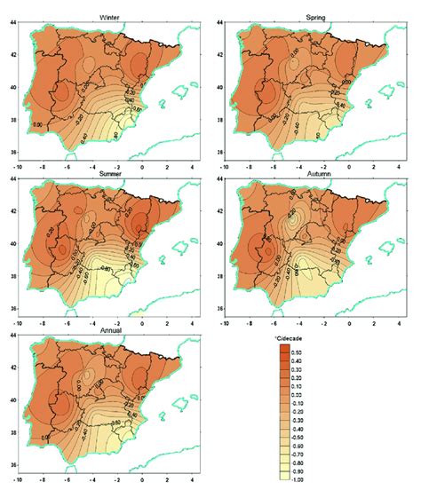 Isolines Of Seasonal And Annual Trends In Diurnal Temperature Range Download Scientific Diagram