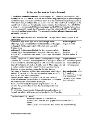 Fillable Online Setting Up A Logbook For Science Research Fax Email Print PdfFiller