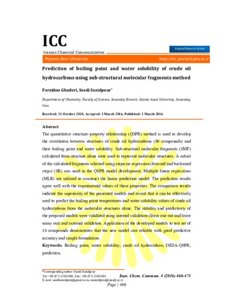 Pdf Prediction Of Boiling Point And Water Solubility Of Crude Oil Hydrocarbons Using Sub
