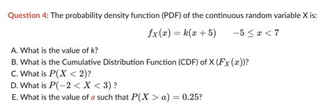 Solved Question The Probability Density Function PDF Of Chegg