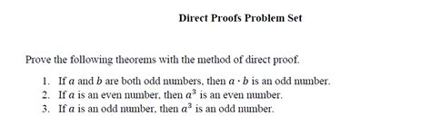 solved direct proofs problem set prove the following