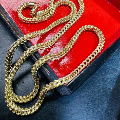 26 3mm Real 14k Yellow Gold Franco Link Chain Necklace Etsy