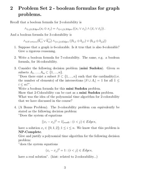 Solved Problem Set Boolean Formulas For Graph Chegg