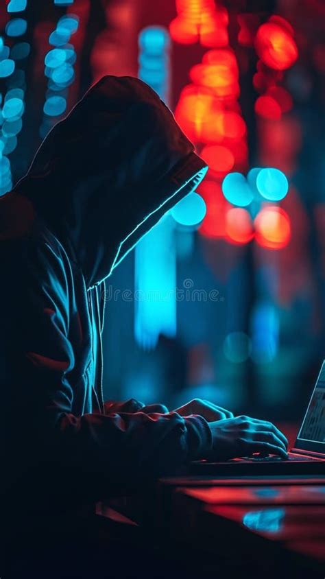Anonymous Hacker with Laptop in Dark Room. Generative Ai Stock ...