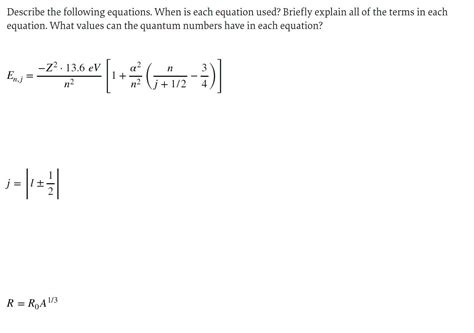 Solved Describe The Following Equations When Is Each Chegg