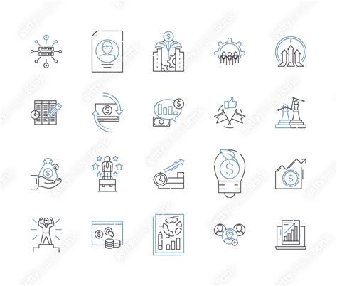 Efficiency Rating Line Icons Collection Performance Productivity