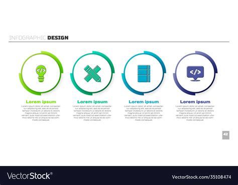 Set Front End Development Crossed Ruler Royalty Free Vector