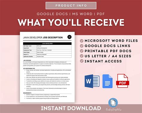 Java Developer Job Description Template Java Programmer Role Software