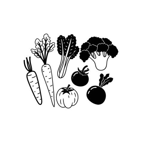 Vegetables Black And White Illustration 52946127 Vector Art At Vecteezy