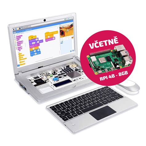 Crowpi2 Raspberry Pi Laptop Deluxe Kit Stříbrný Rpishopcz