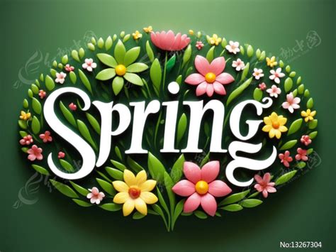 春天英文创意字花瓣spring图标ai图片下载 红动中国