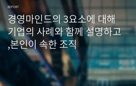 경영마인드의 3요소에 대해 기업의 사례와 함께 설명하고본인이 속한 조직 레포트