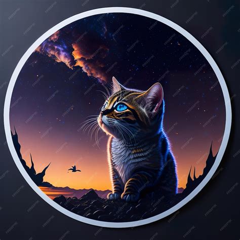 Premium Ai Image A Cat Colored Tail Eith Stars In Space Is On A White Background