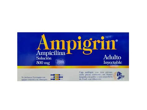 Ampigrin Adulto Sol Iny C3 Fco Amp 500 Mg Y 3 Jeringas