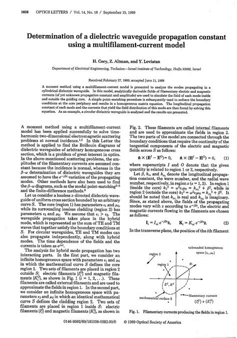 Pdf Determination Of A Dielectric Waveguide Propagation Constant