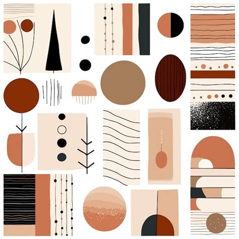 Premium Vector Abstract Minimal Element Mid Century Vector Set